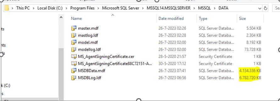 Cómo reducir el tamaño del archivo de Datos y del archivo de registro de la base de datos MSDB ...